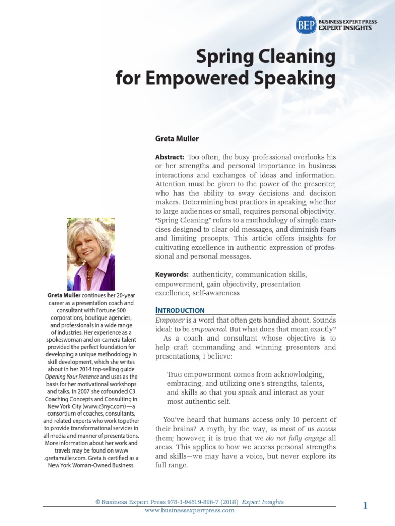 Spring Cleaning For Empowered Speaking: Greta Muller | PDF ...