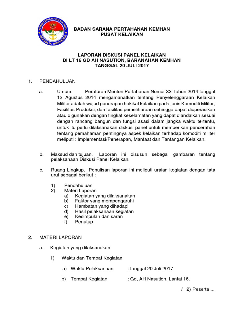 Laporan Diskusi Panel | PDF