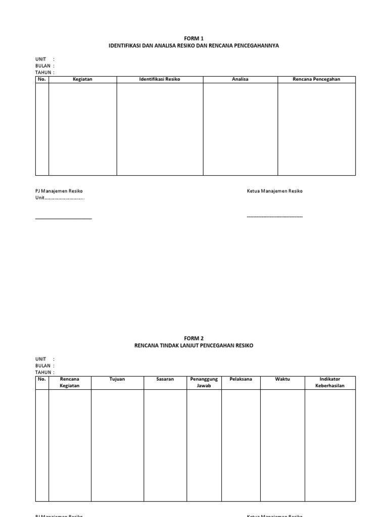 Form Manajemen Risiko Pdf
