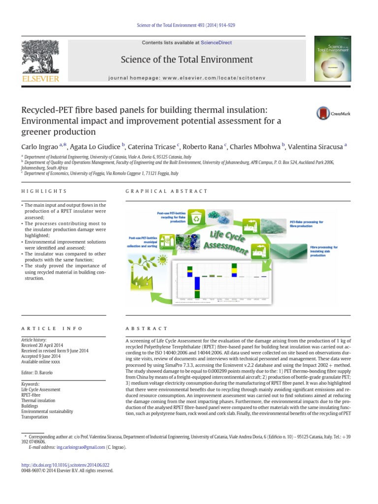 Recycled-PET Fibre Based Panels For Building Thermal Insulation PDF ...