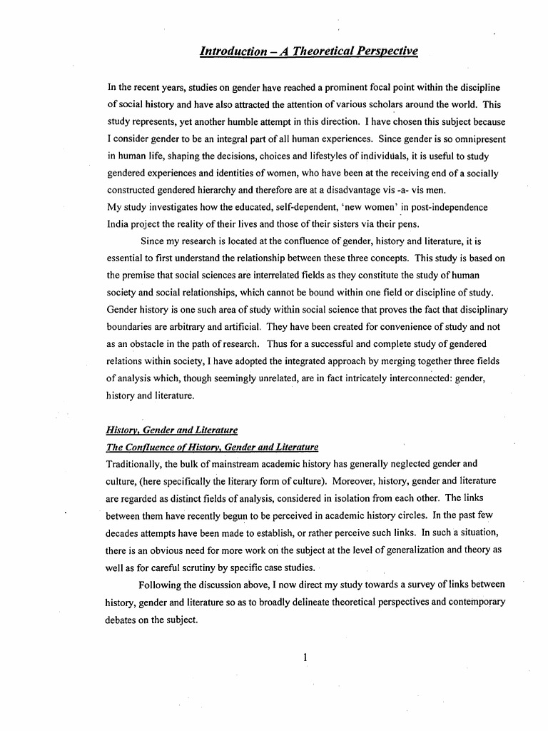 The Intersection of History, Gender, and Literature: A Theoretical ...