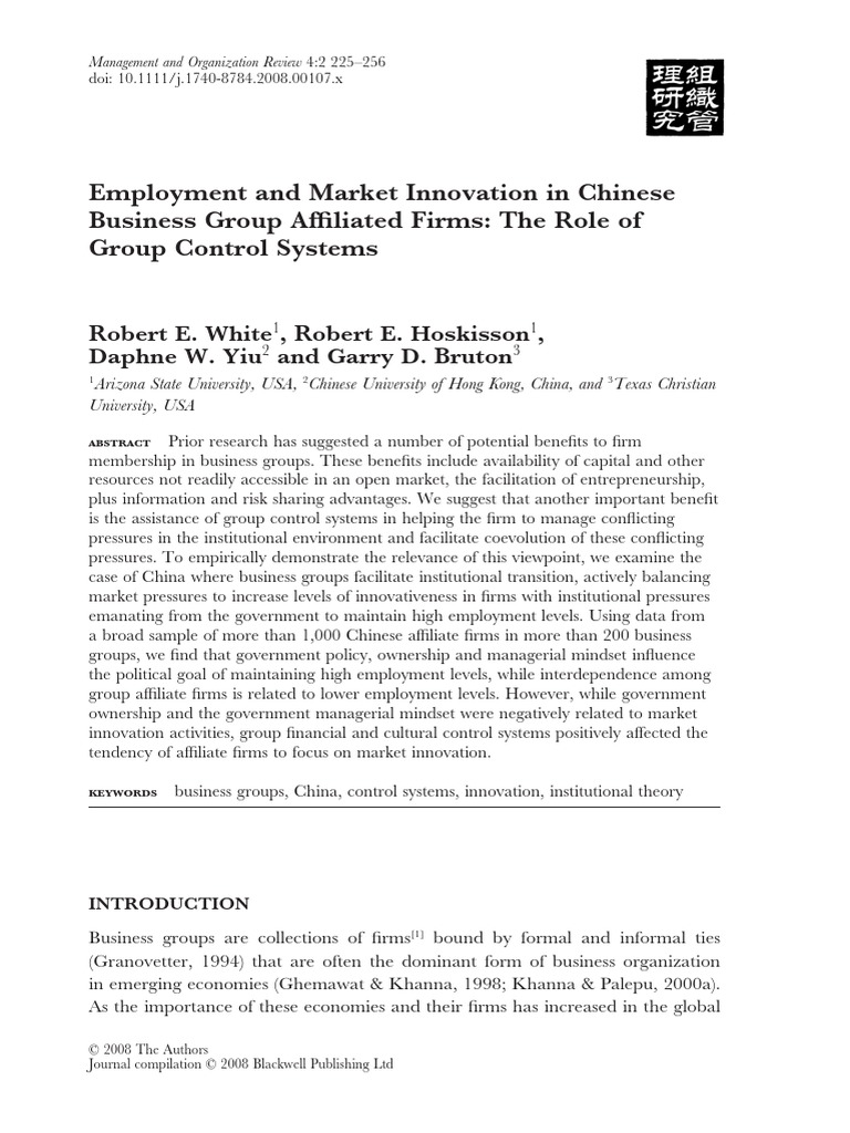 White Et Al-2008-Management and Organization Review | PDF | Survey ...