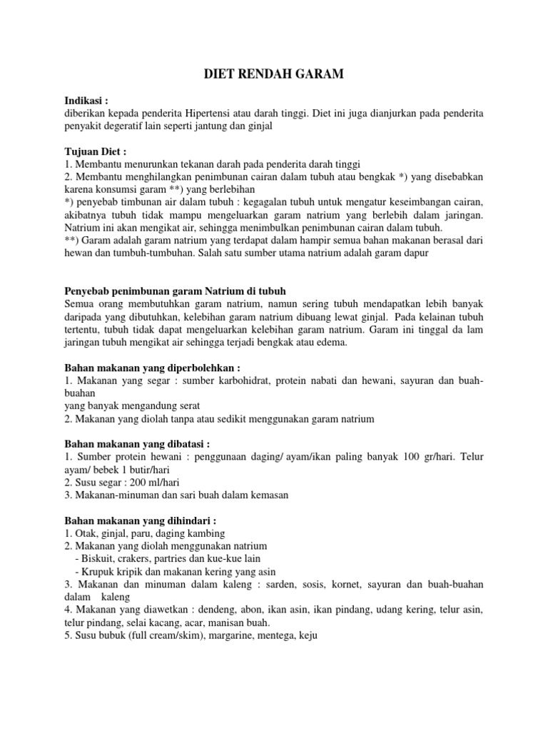 Diet Rendah Garam | PDF