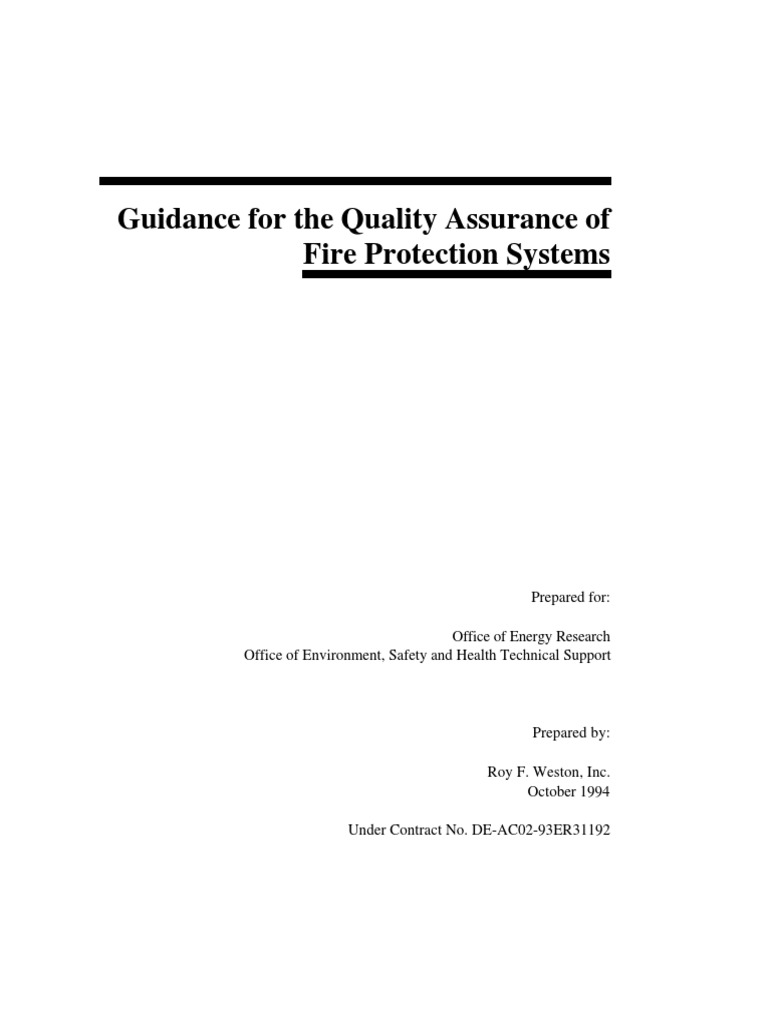 Guidance For The Quality Assurance of Fire Protection Systems | PDF ...