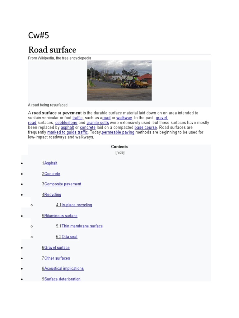 Road Surface: From Wikipedia, The Free Encyclopedia | PDF | Road ...