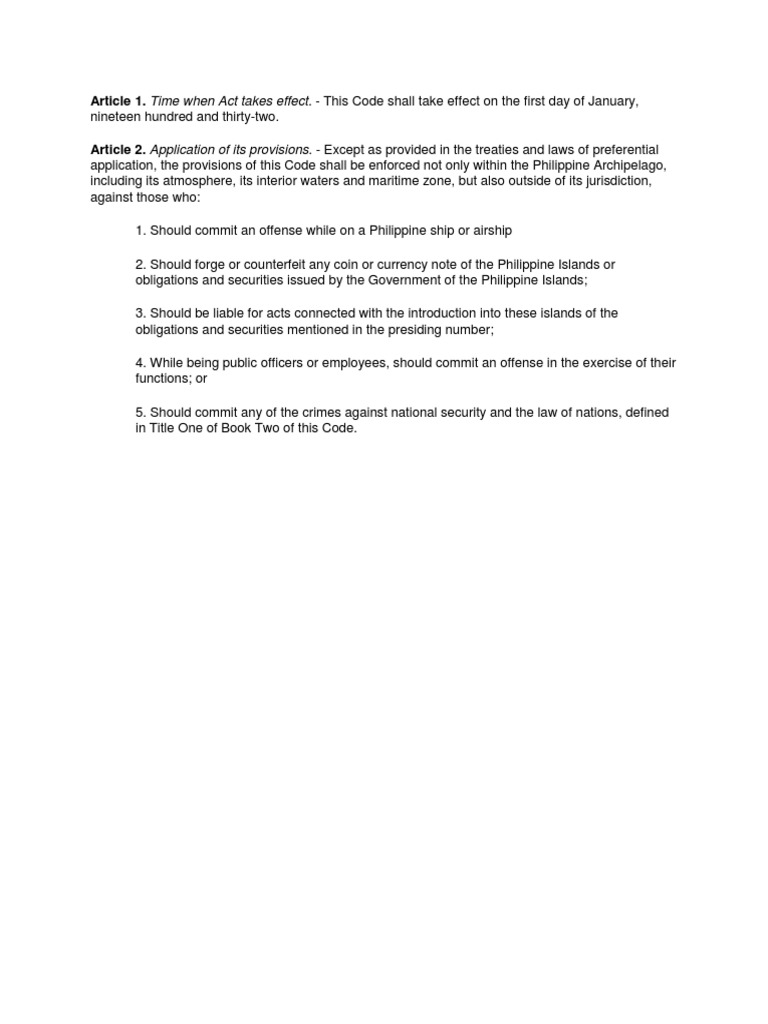 Article 1 - 2 Revised Penal Code | PDF