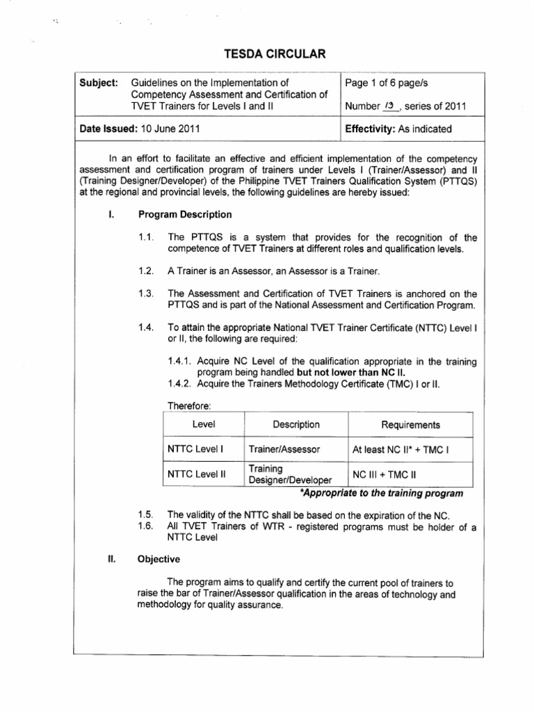 Guidelines On The Implementation of Competency Assessment and ...