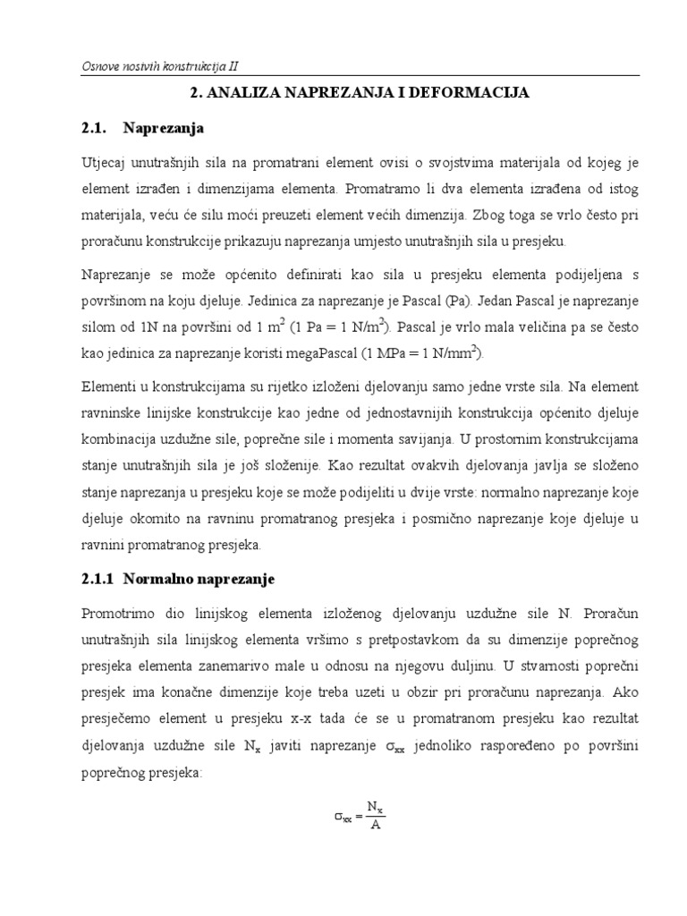 2 Analiza Naprezanja I Deformacija | PDF