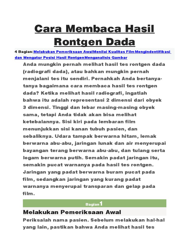 Cara Membaca Hasil Rontgen Dada | PDF