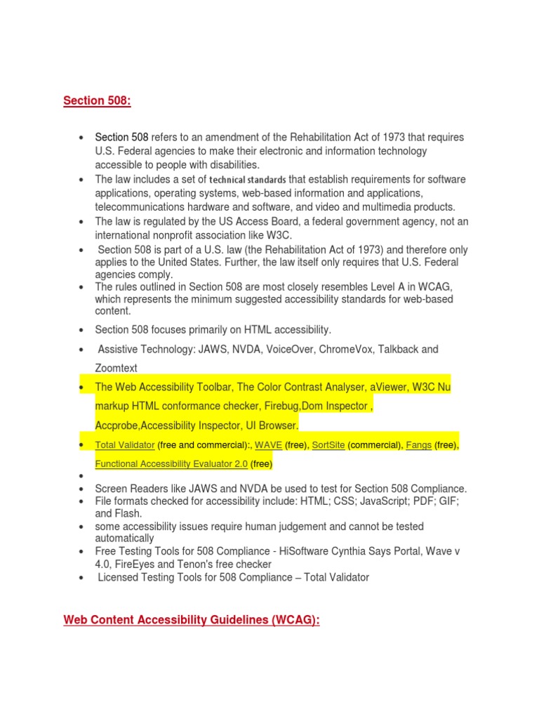 Section 508 Concepts | PDF | Accessibility | World Wide Web