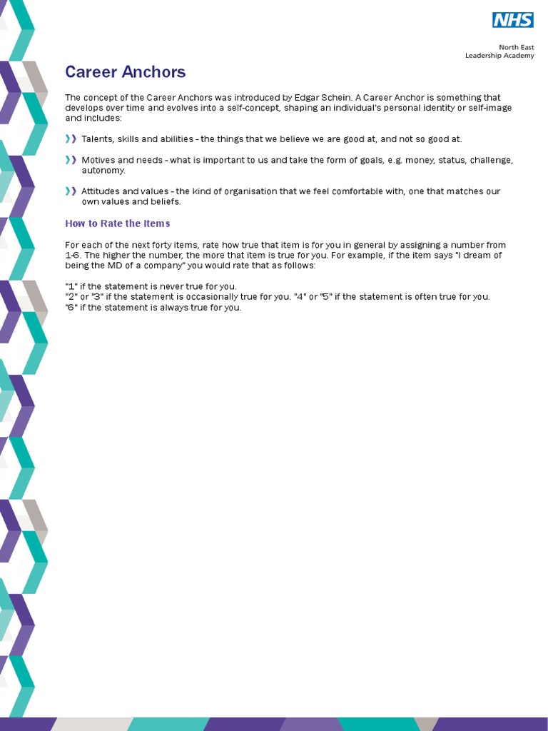 Understanding Career Anchors by Schein | PDF | Employment ...