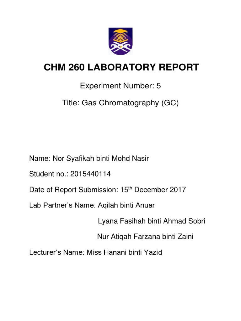 Exp5 chm260 | Download Free PDF | Gas Chromatography | Chromatography