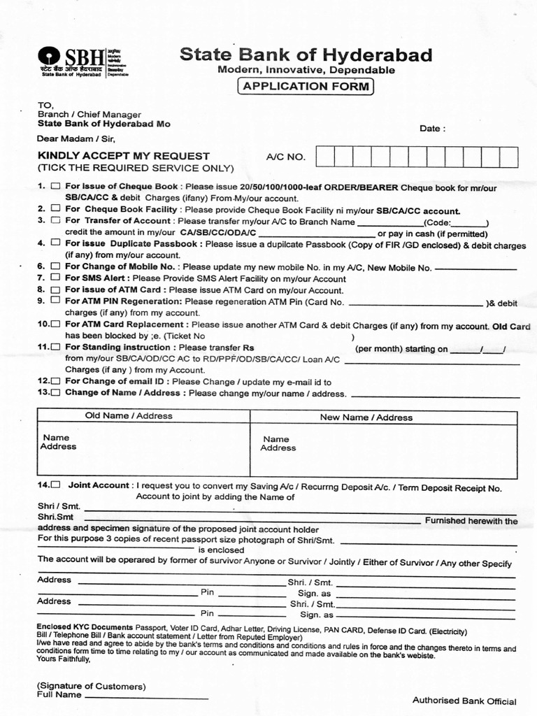 SBH Bank Form PDF | Download Free PDF | Debit Card | Automated Teller ...