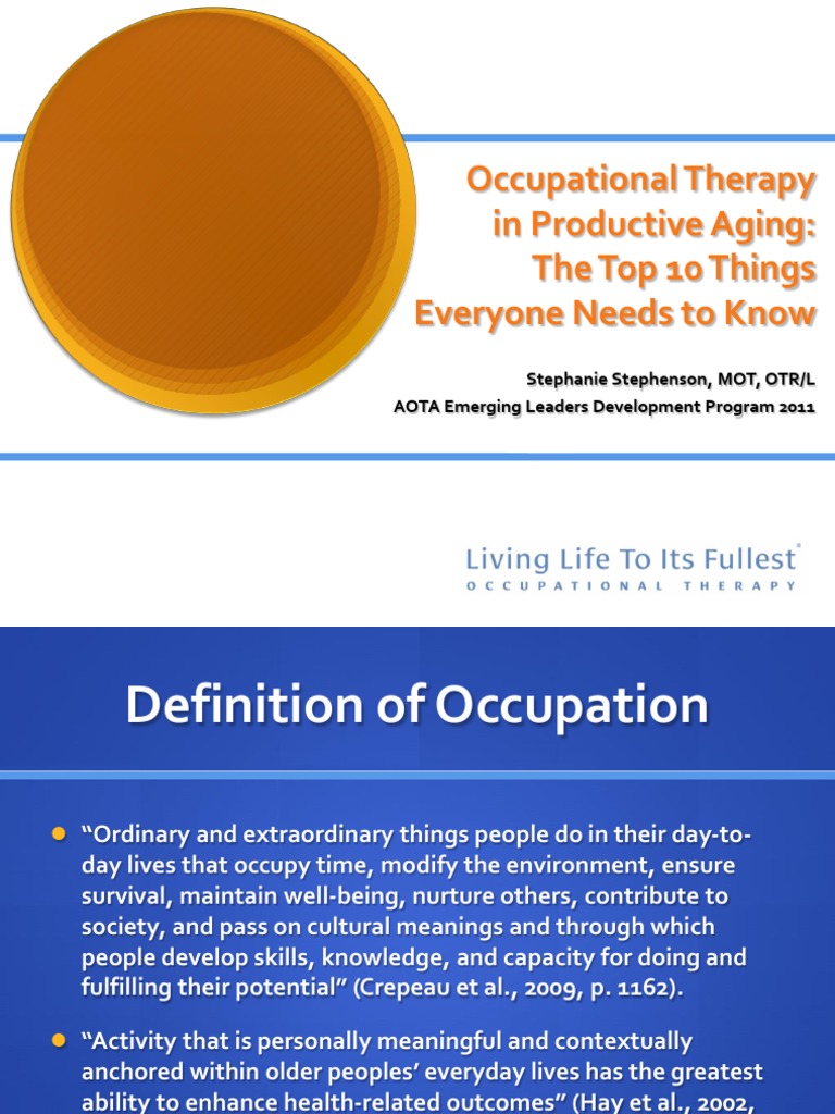 OT in Productive Aging Top 10 Things | PDF | Occupational Therapy ...