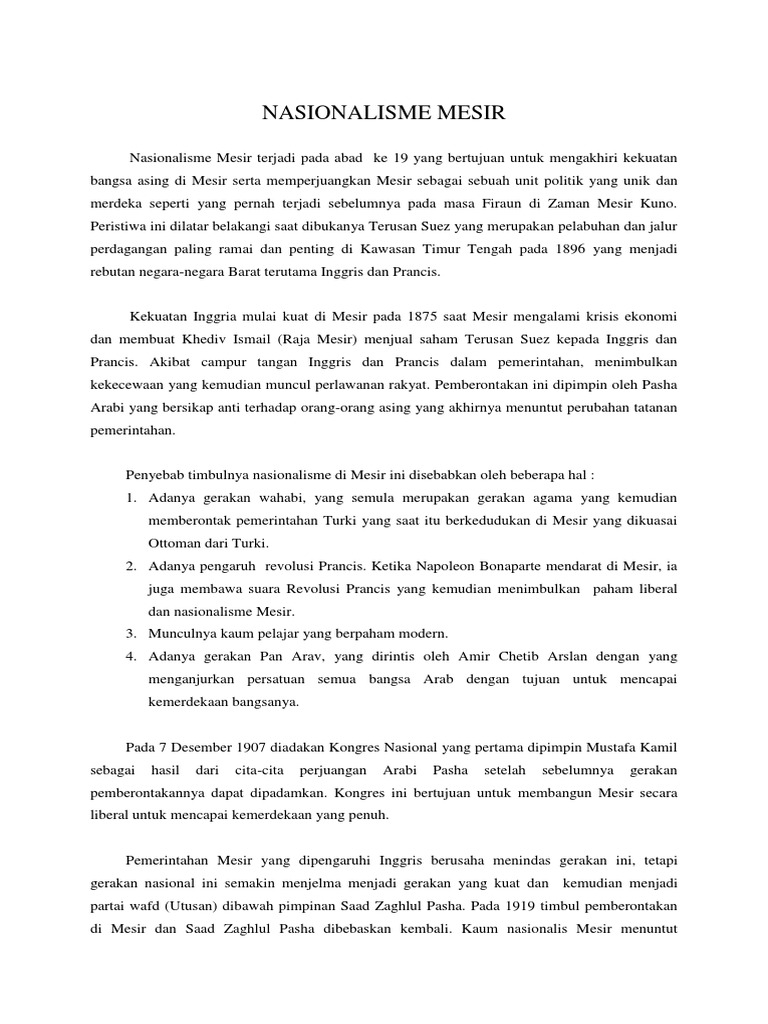 Nasionalisme Mesir | PDF