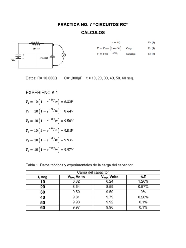 Practtica 7 RC | PDF | Corriente eléctrica | voltaje