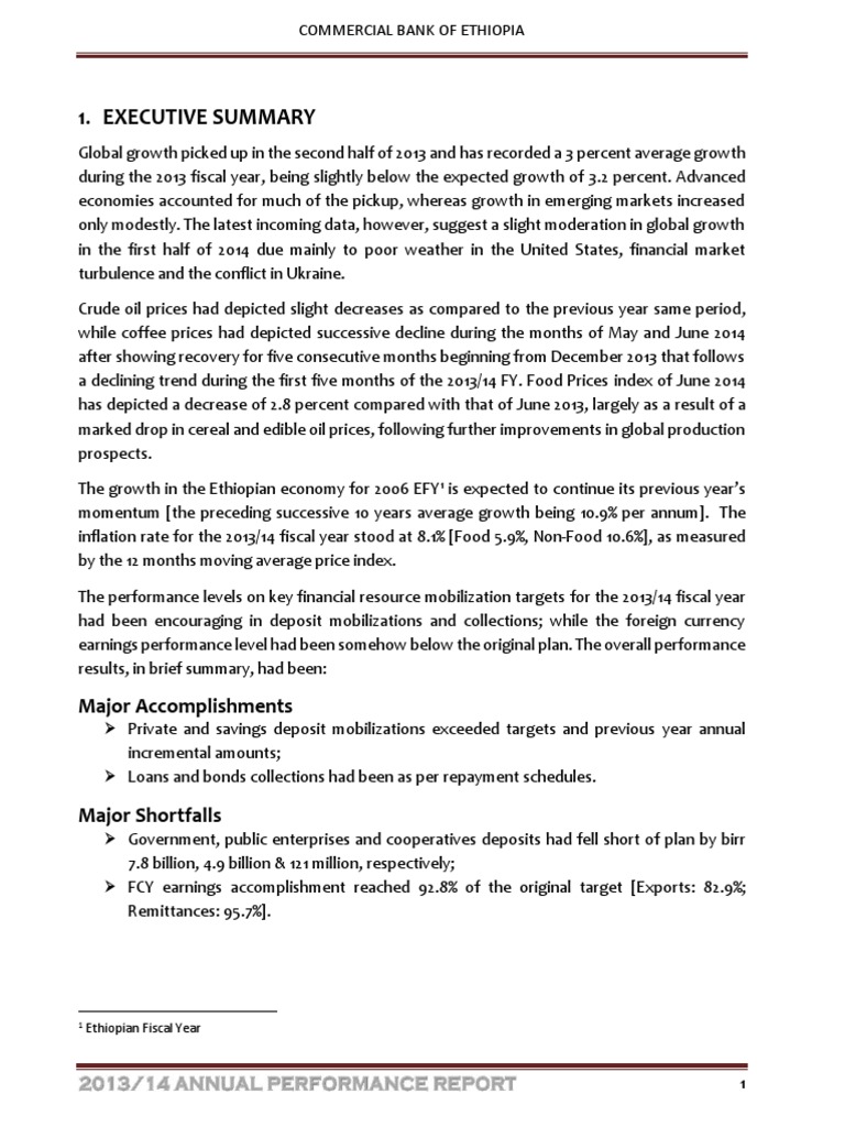 CBE Annual Report 2013/14 Summary | PDF | Opec | Inflation