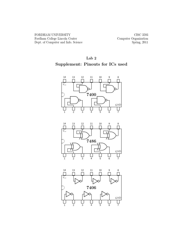 7486 and 7406 IC Pinouts Guide | PDF
