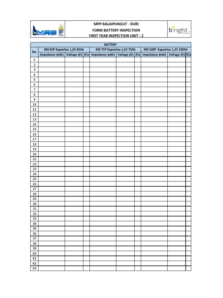 Battery Inspection Report Form | PDF