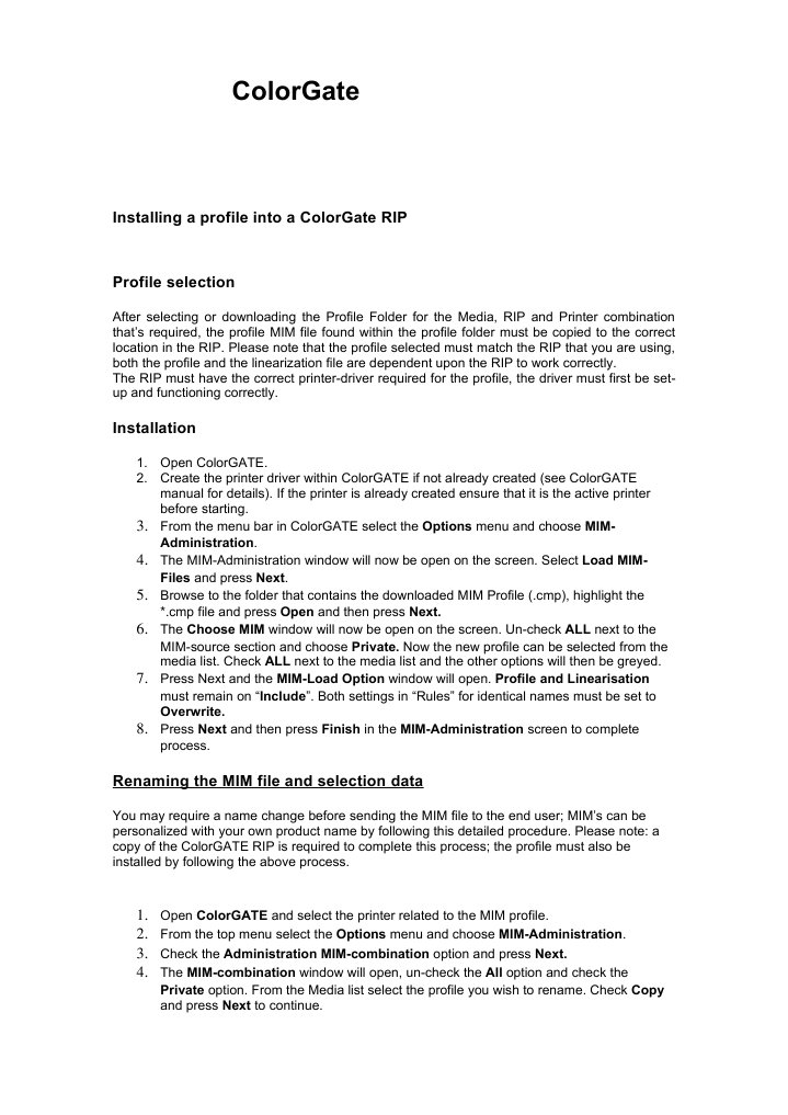 Installing A Profile Into A ColorGate RIP | PDF | Computer File | Menu