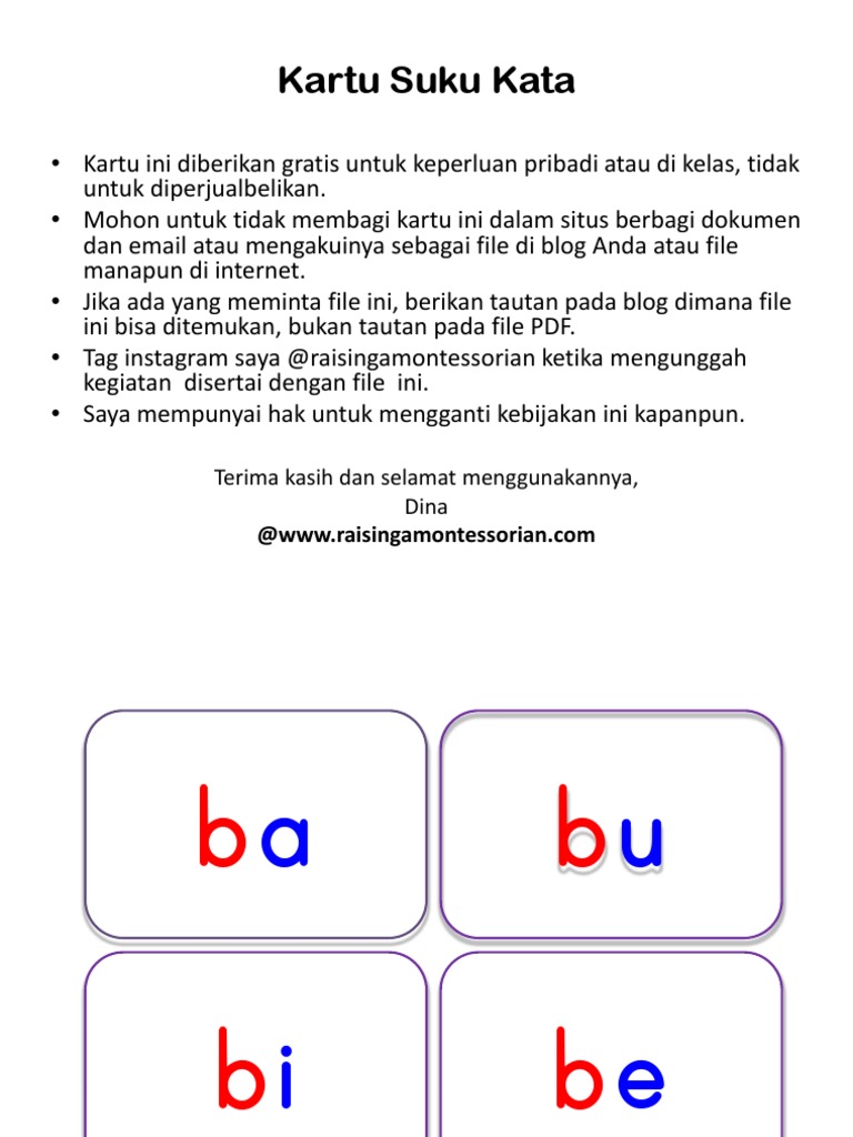 Kartu Suku Kata | PDF
