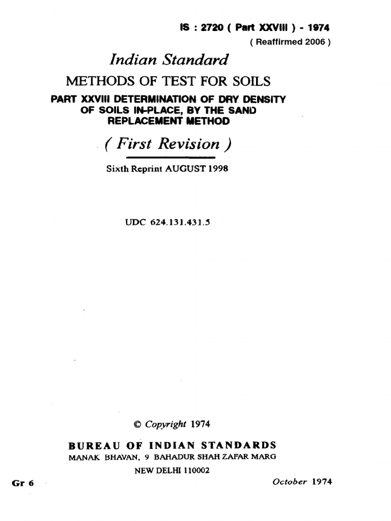 Dry Density-Sand Replacement Method | PDF | Density | Soil