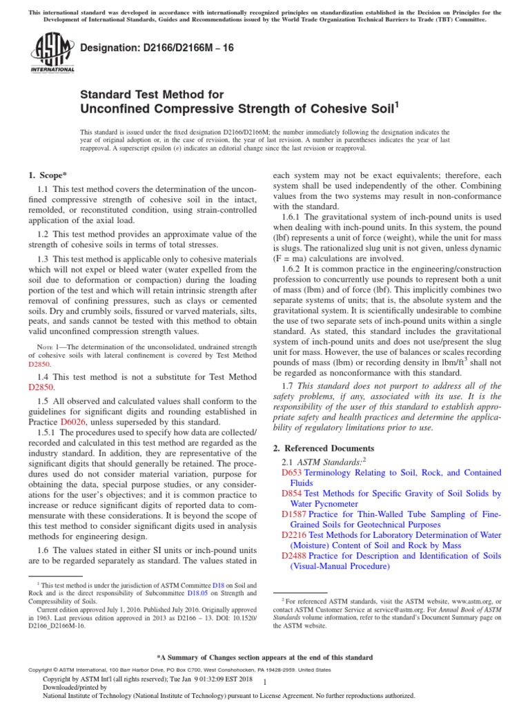 Unconfined Compressive Strength of Cohesive Soil | PDF | Strength Of ...