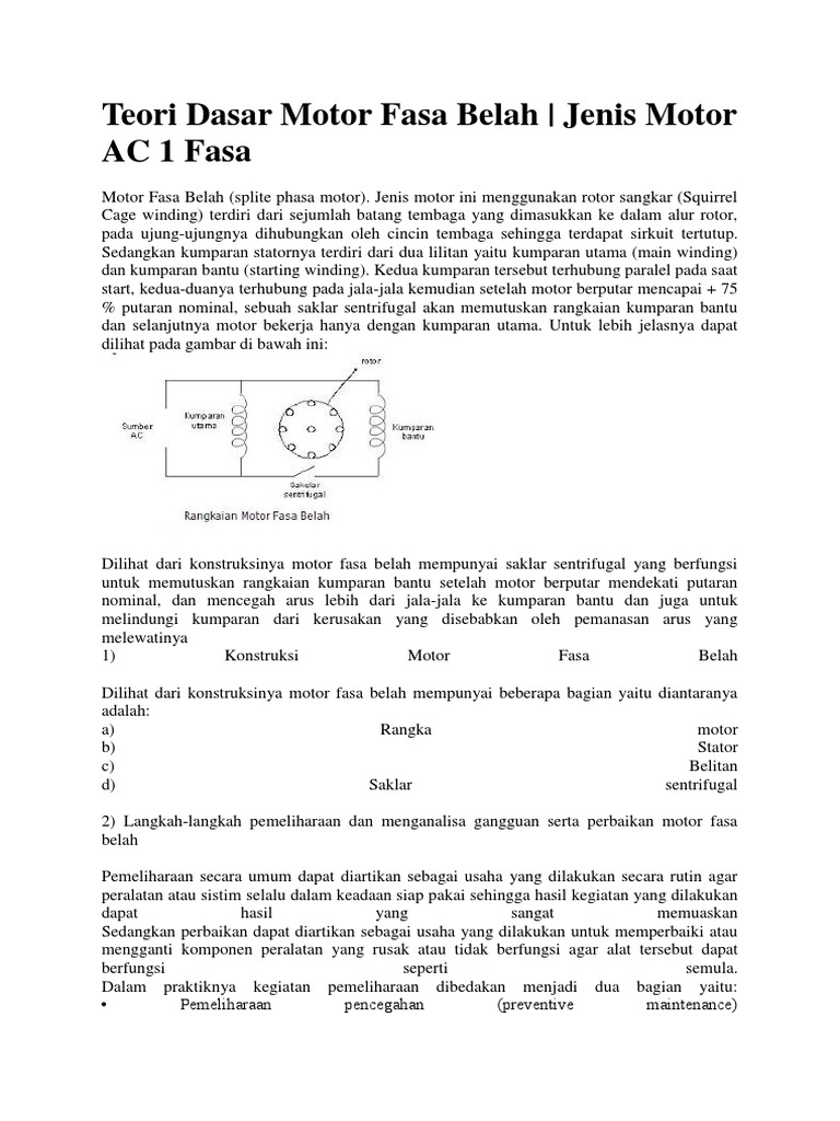 Teori Dasar Motor Fasa Belah | PDF