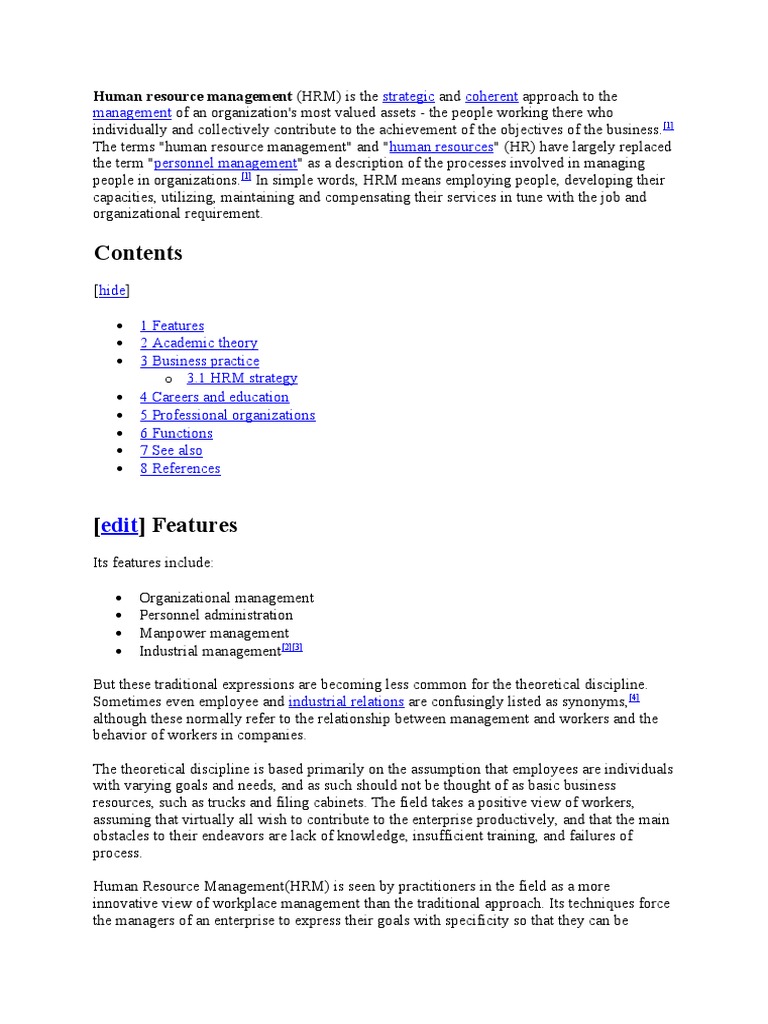 Human Resource Management (HRM) Is The | PDF | Human Resource ...