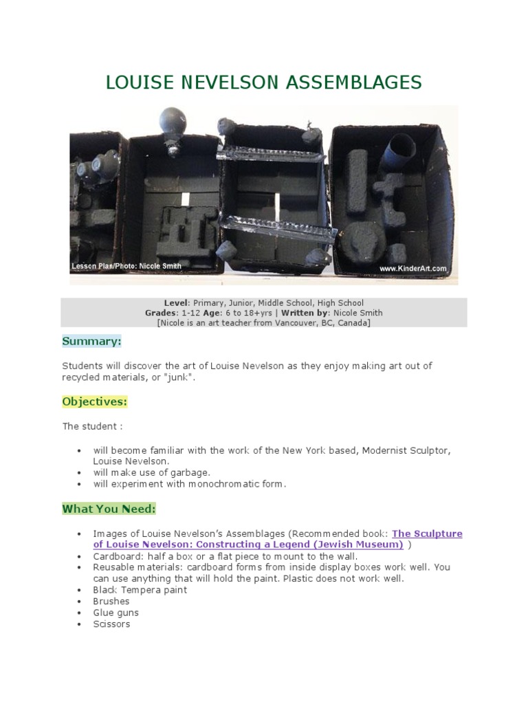 Louise Nevelson: Assemblage Art Project | PDF | Sculpture | Art Media