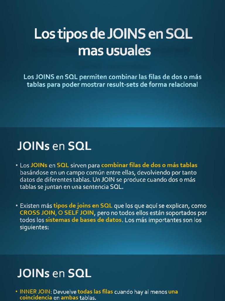 Tipos de Joins Mas Usuales PDF | PDF | SQL | Bases de datos