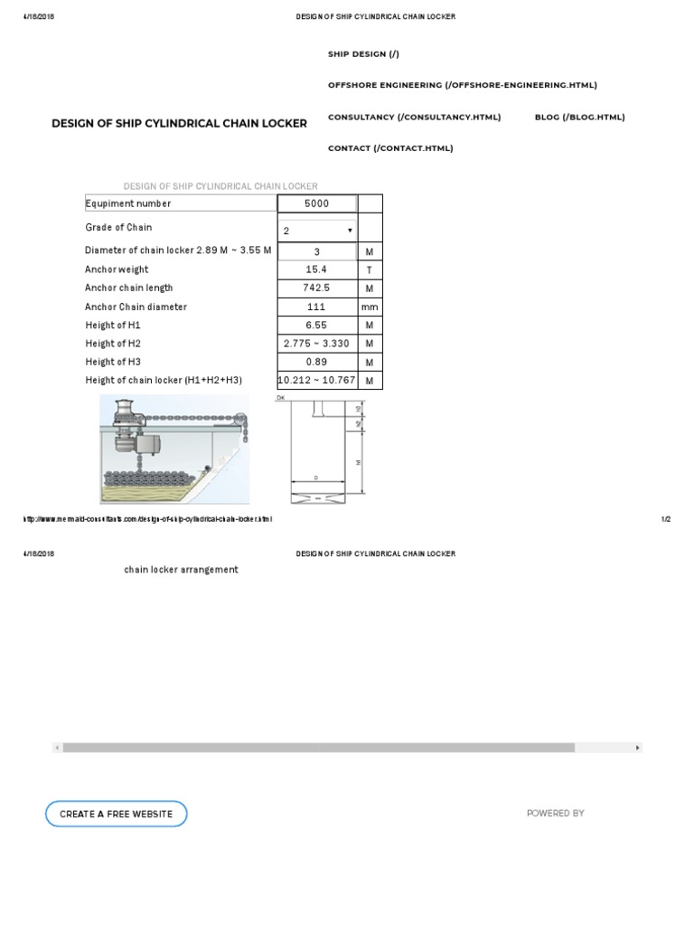 Design of Ship Cylindrical Chain Locker | PDF