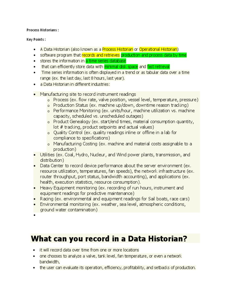 Data Historian Records Process Data for Analysis | PDF | Computing ...