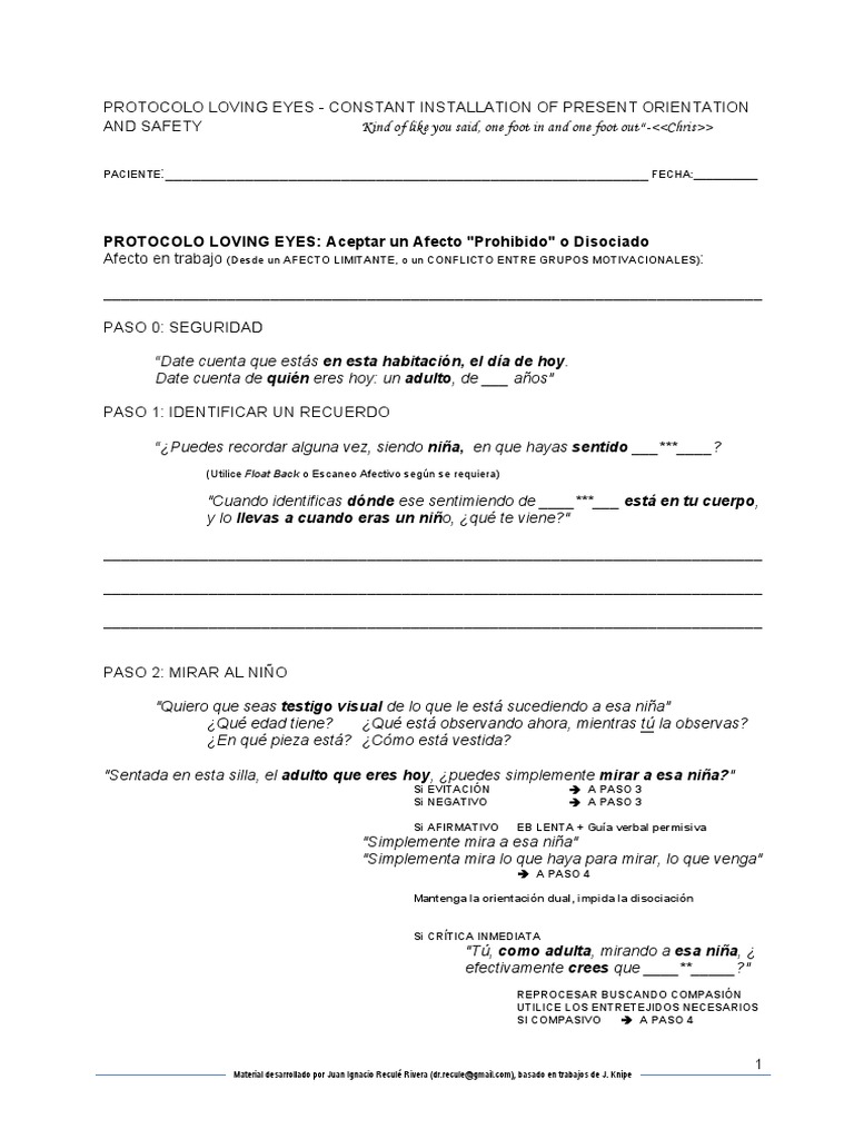 Protocolo Loving Eyes y CIPOS EMDR | PDF | Adultos | Cognición