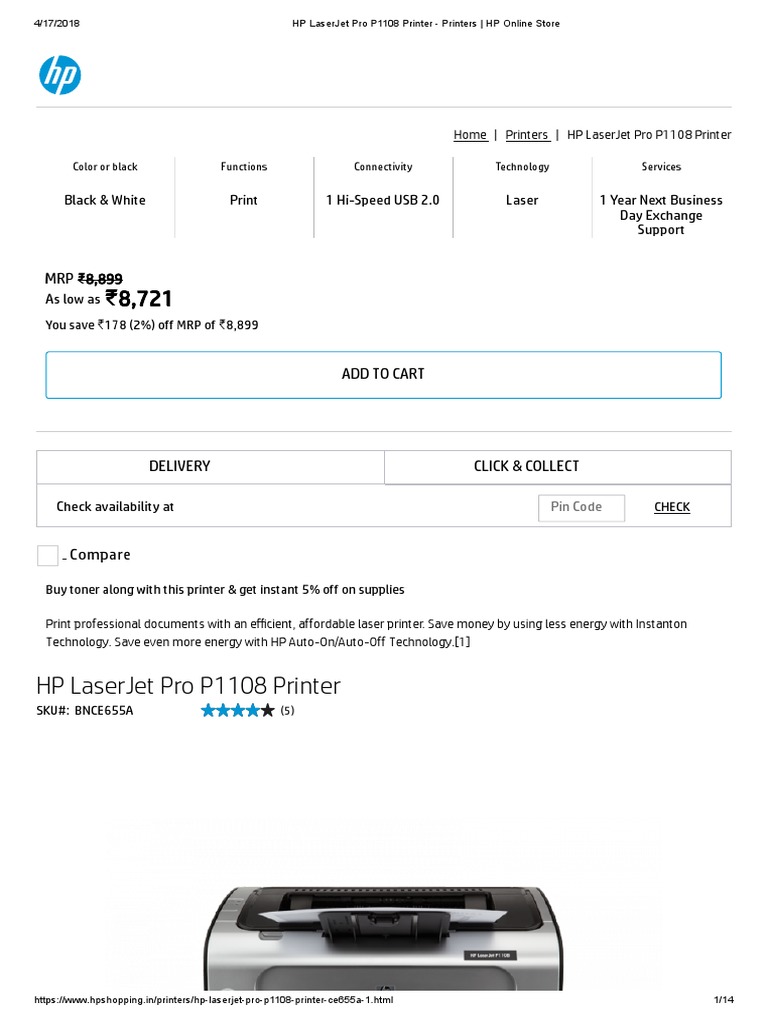 HP LaserJet Pro P1108 Printer - Printers - HP Online Store | PDF | 64 Bit Computing | Printer ...