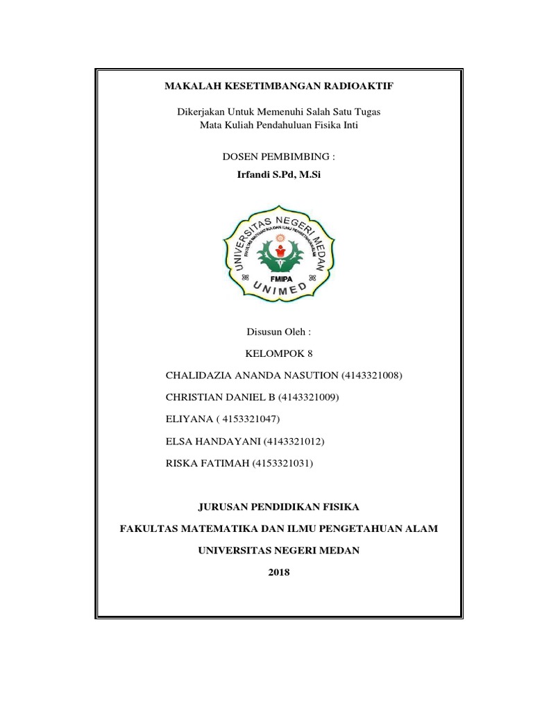 Makalah Kesetimbangan Radioaktif Kelompok 8 | PDF