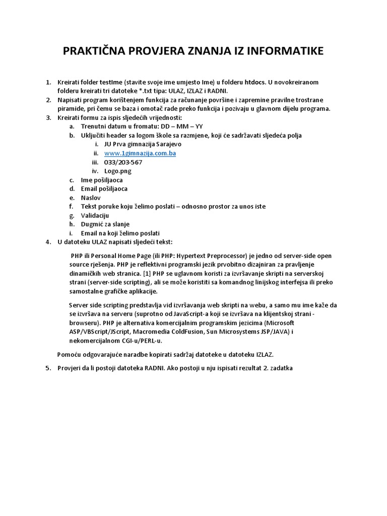 Prakticna Provjera | PDF