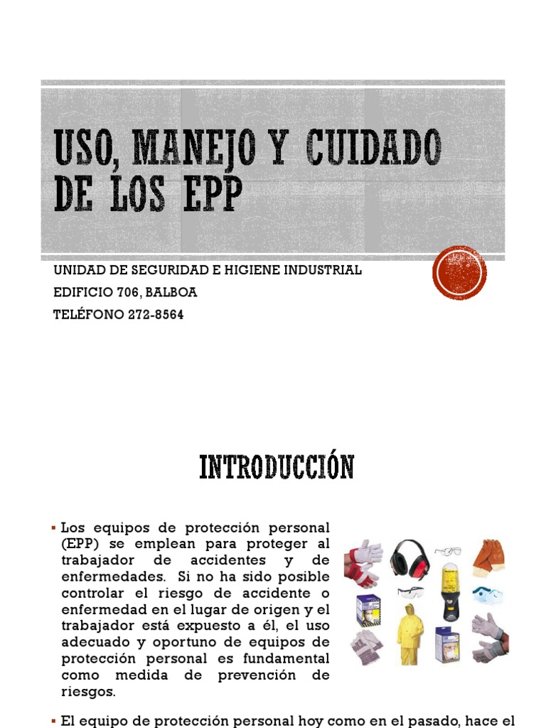 Uso, Manejo y Cuidado de Los EPP | PDF | Guante | Oxígeno