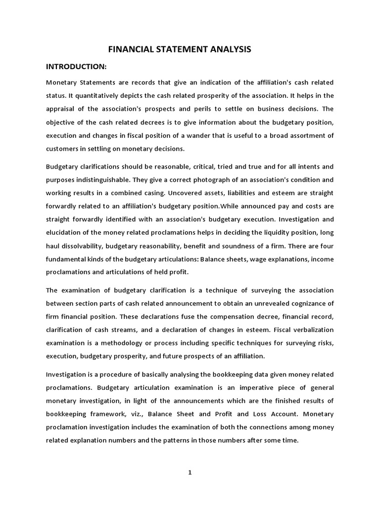 Financial Statement Analysis | PDF | Money | Market Liquidity