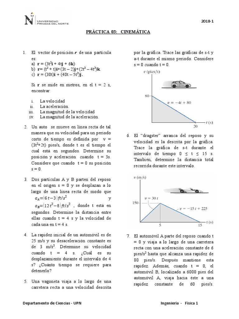 Práctica de cinemática: vectores de posición, velocidad, aceleración y ...