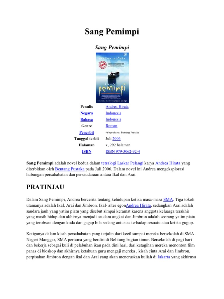 Sinopsis Novel Sang Pemimpi | PDF