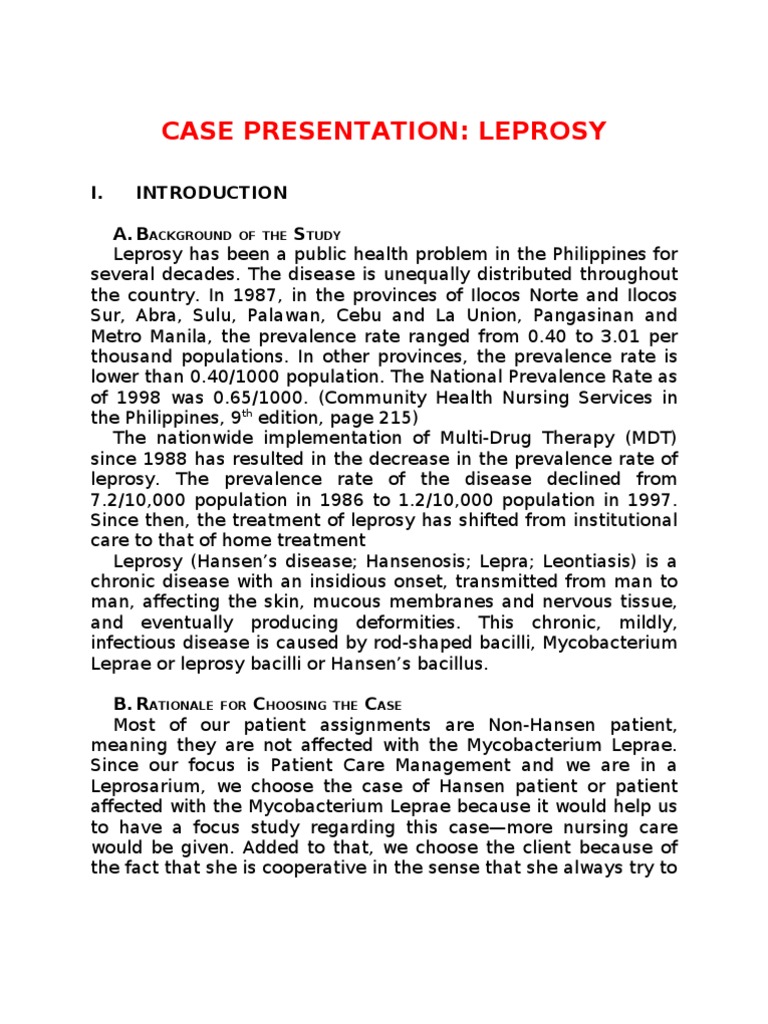 Leprosy Case Presentation and Care Plan | PDF | Epidermis | Skin