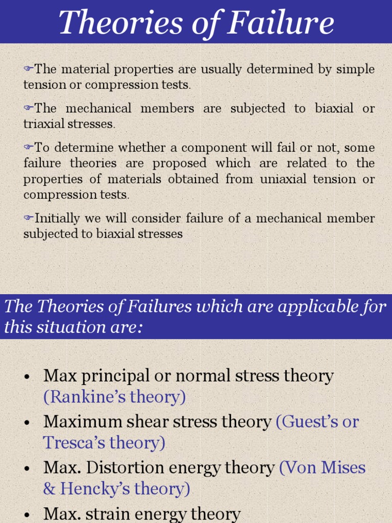 Theories of Failure | PDF | Strength Of Materials | Yield (Engineering)
