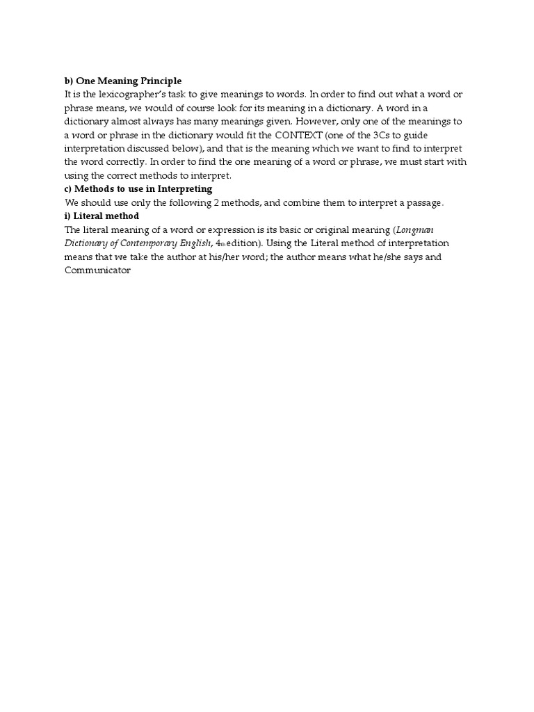 B) One Meaning Principle: Dictionary of Contemporary English, 4 | PDF ...