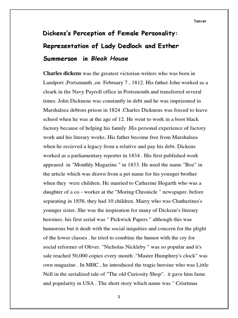 Dickens's Perception of Female Personality: Representation of Lady ...