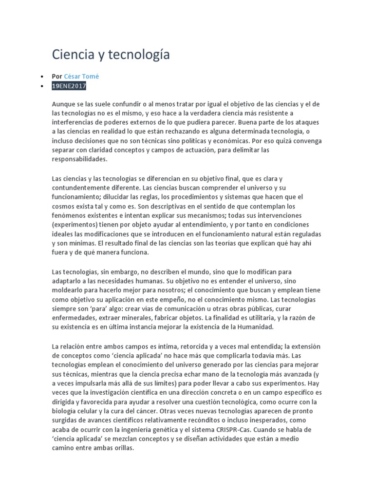 Ciencia vs Tecnología: Diferencias Clave | PDF | Science | Conocimiento