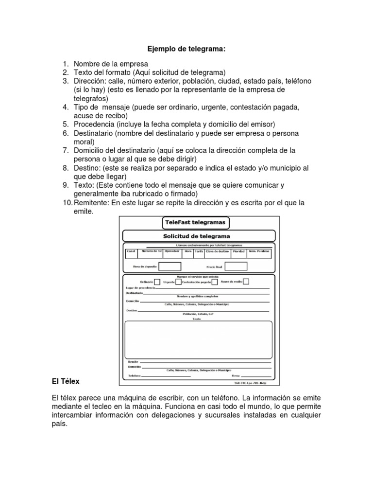 Cómo redactar un telegrama: guía y ejemplos | PDF | Telegrafía ...