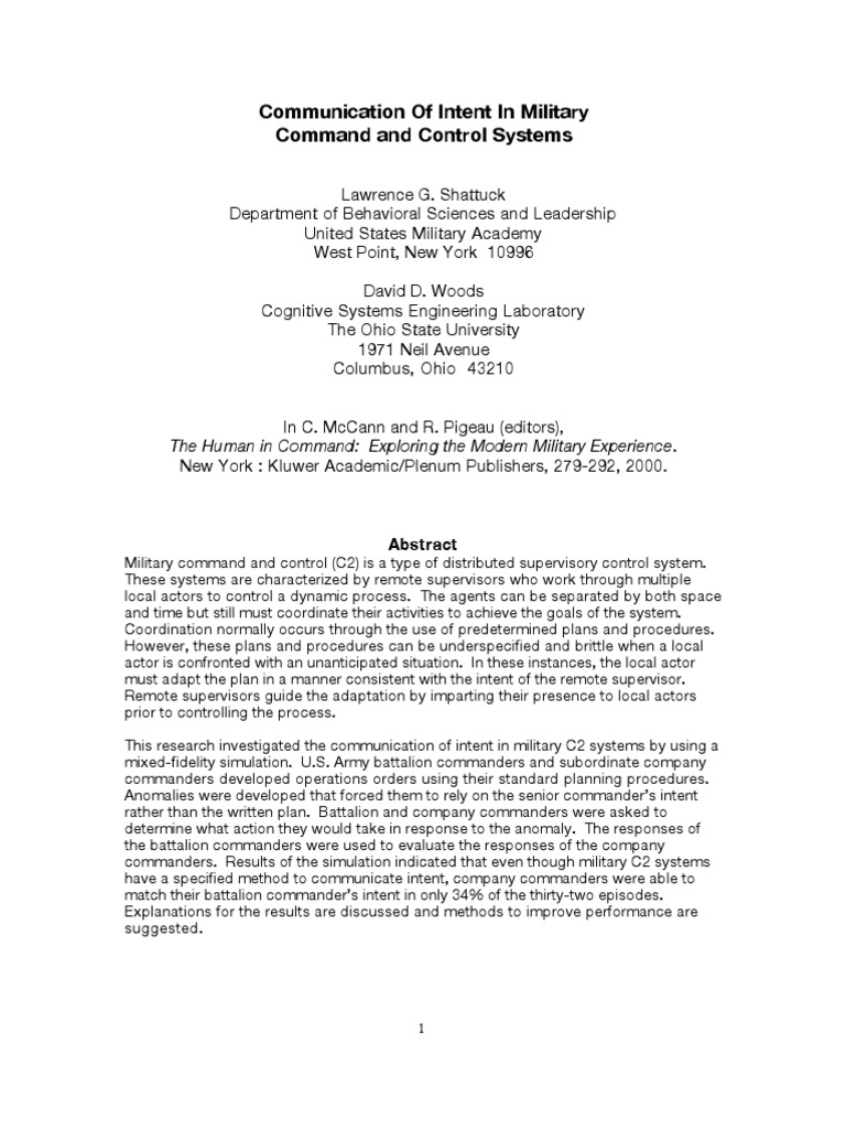 Commanders Intent | PDF | System | Command And Control