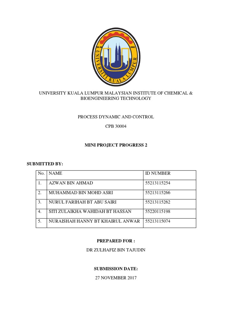 MiniProject Stage 2 - Process Dynamic & Control | PDF | Control System | Control Theory