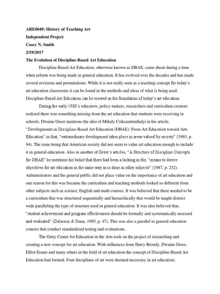 Casey Smith Independent Project | PDF | Visual Arts Education | Curriculum
